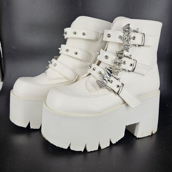 Demonia | Shoes | Demonia Ashes55 Shoes Womens Size 8 White Platform ...